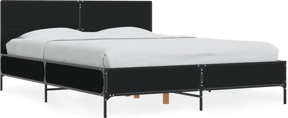 Rám postele černý 135 x 190 cm kompozitní dřevo a kov 3280027