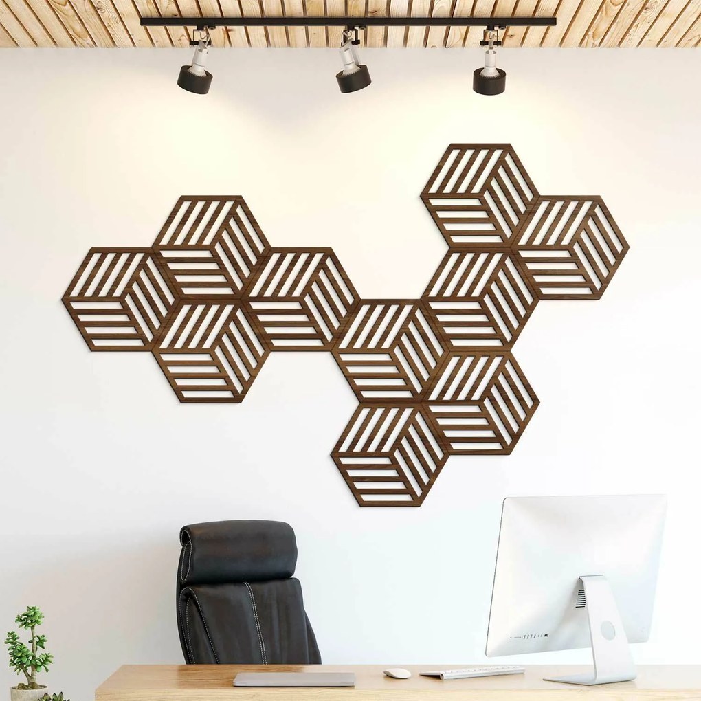 DUBLEZ | Dřevěný obraz na zeď - Hexagon (5 ks)
