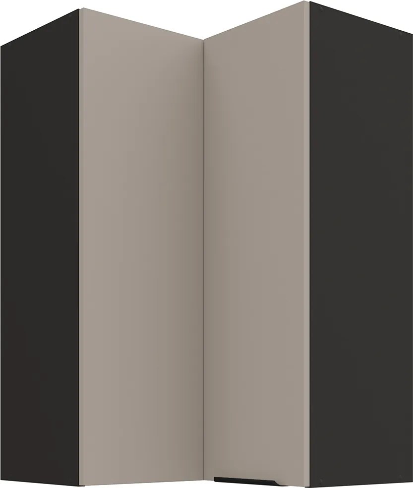 ARIA cb | horní kuchyňská skříňka 60x60 GN-90 2F (90°) rohová s policemi | VYSOKÁ | 60x60 cm | černá/béžová