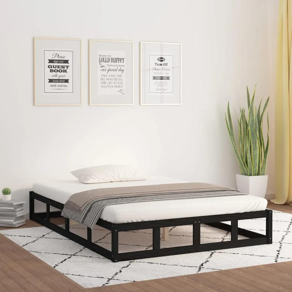 Rám postele černý 160 x 200 cm masivní dřevo - Default Title