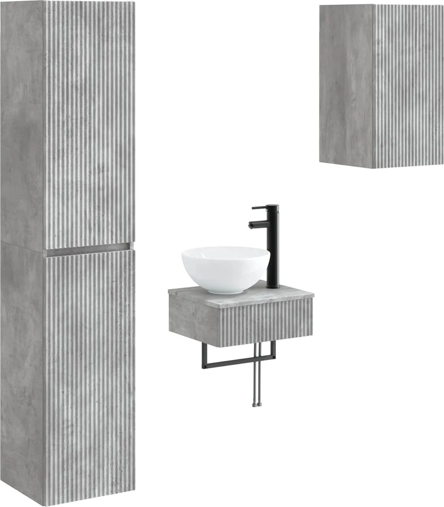 Sada koupelnového nábytku 3 ks Betonově šedá 33 x 34,5 x 160 cm 3406046