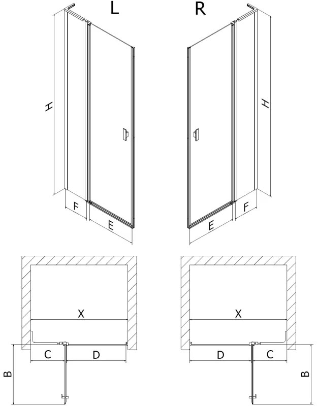 Mexen Mist L, výklopné sprchové dveře 110 cm, čiré sklo, zlatá matná, 8A4L-110-000-55-00