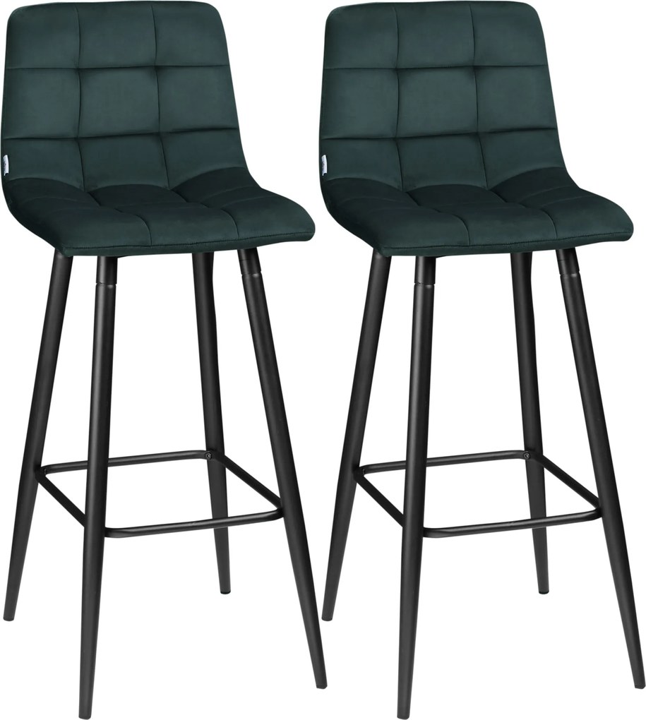 HOMCOM Barová židle kuchyňská sada 2 kusů s protiskluzovými kryty nohou, moderní design, ocelové nohy, sametový potah do 120 kg, 42 x 47 x 105 cm, ze…