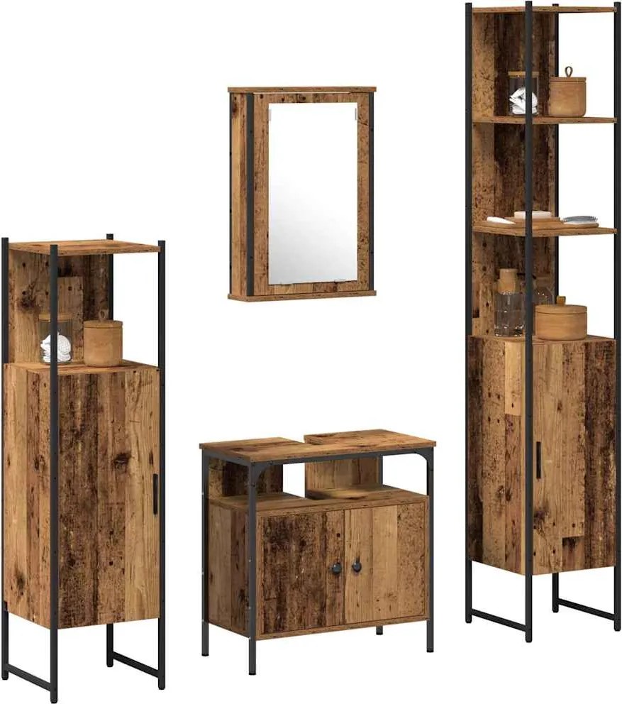 Sada koupelnového nábytku 4 ks Staré dřevo 33 x 33 x 185,5 cm 3332594
