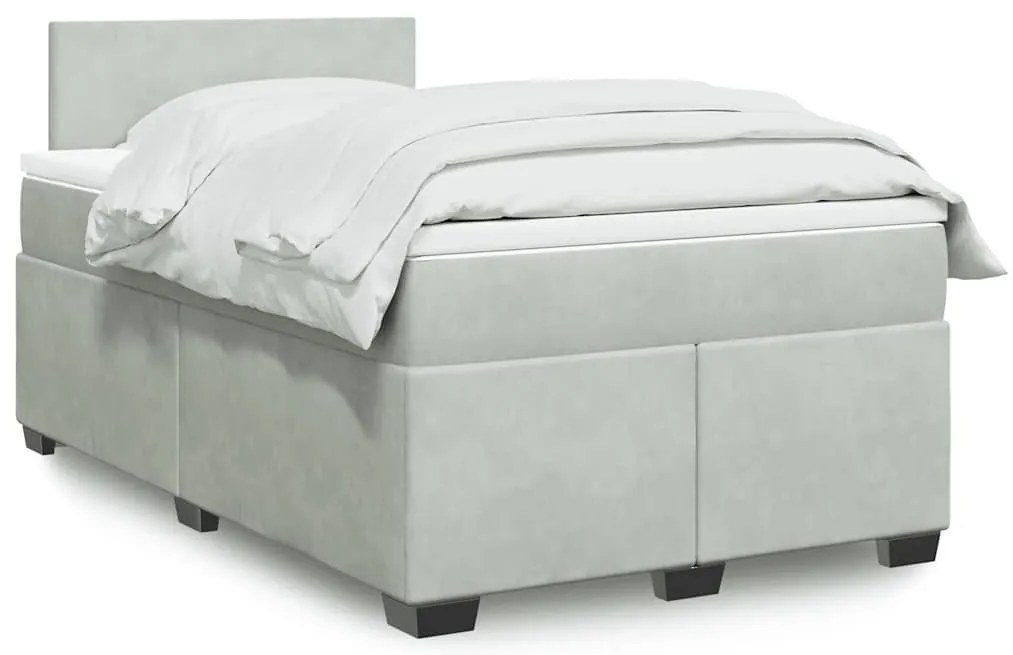 Box spring postel s matrací světle šedá 120x190 cm samet 3288552
