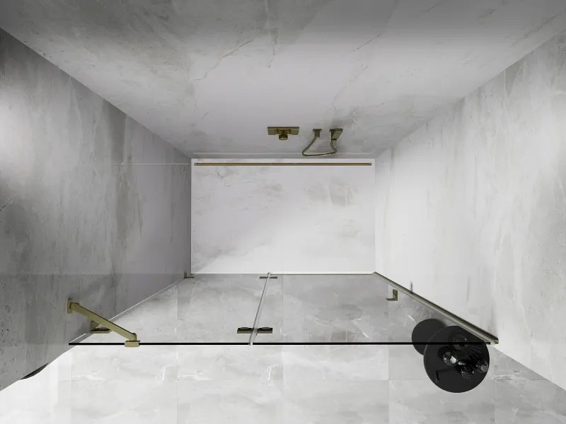 Mexen, Mexen Lunar levé otočné sprchové dveře 135 cm, transparentní, broušené zlato - 834-135-000-55-00-L
