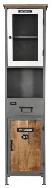 furniture-nabytek.cz - Masivní koupelňová skříňka Pineford z mangového dřeva a kovu, lakovaná, vícebarevná – 45×35×185 cm