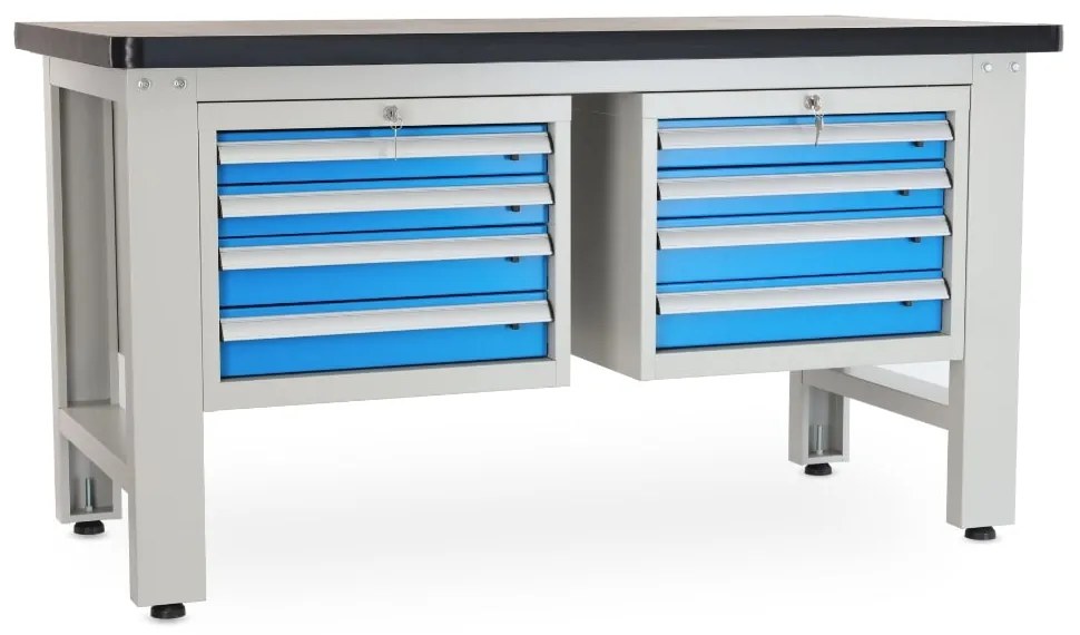 Dílenský stůl Solid MDF-44, 150 cm, 2 závěsné boxy, černá