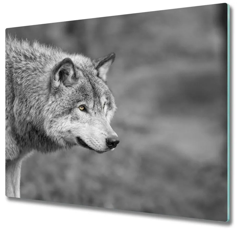 Skleněná krájecí deska Šedý vlk 60x52 cm
