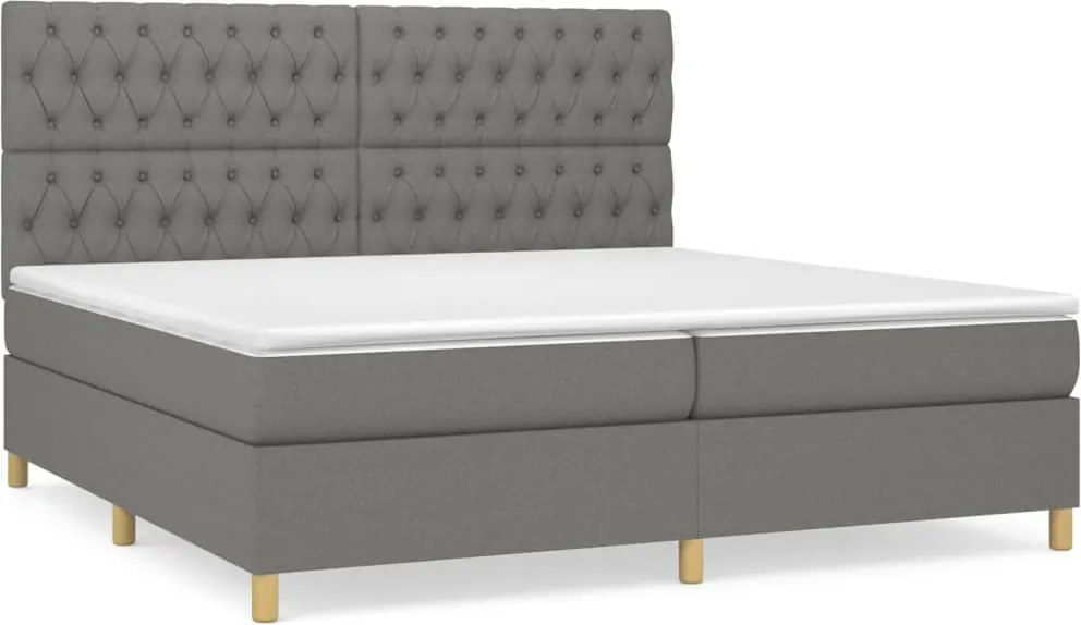 Box spring postel s matrací tmavě šedá 200x200 cm textil 3142602