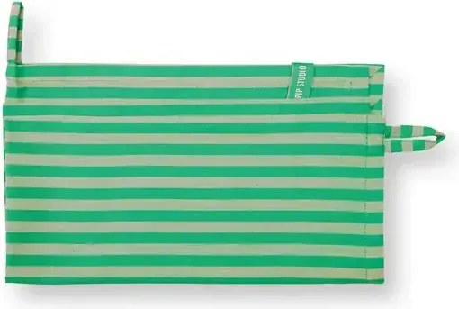 Pip Studio Stripes Green set 2ks látkových útěrek 65x65cm, zelený (set 2ks bavlněných útěrek)