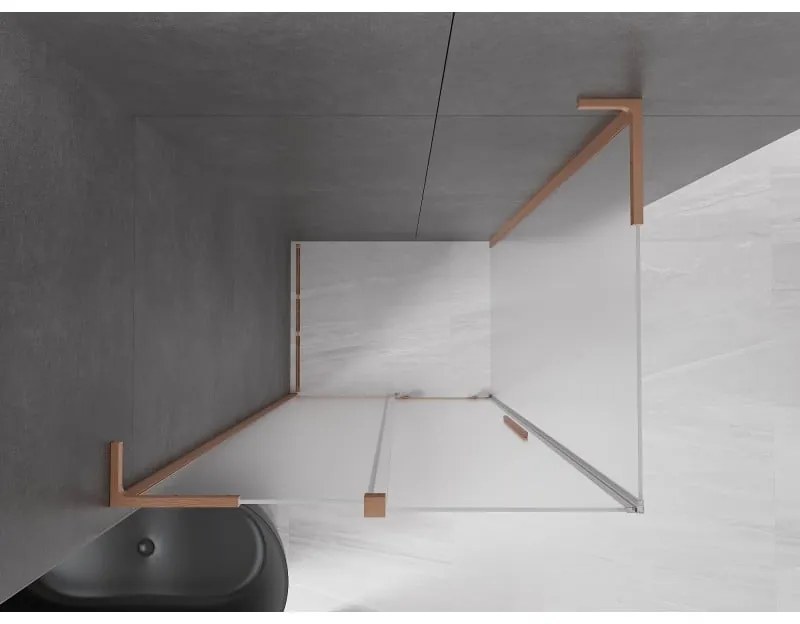 Mexen Velar L, sprchový kout s posuvnými dveřmi 100 x 110 cm, 8mm sklo námraza, měděná matná, 871-100-110-33-65