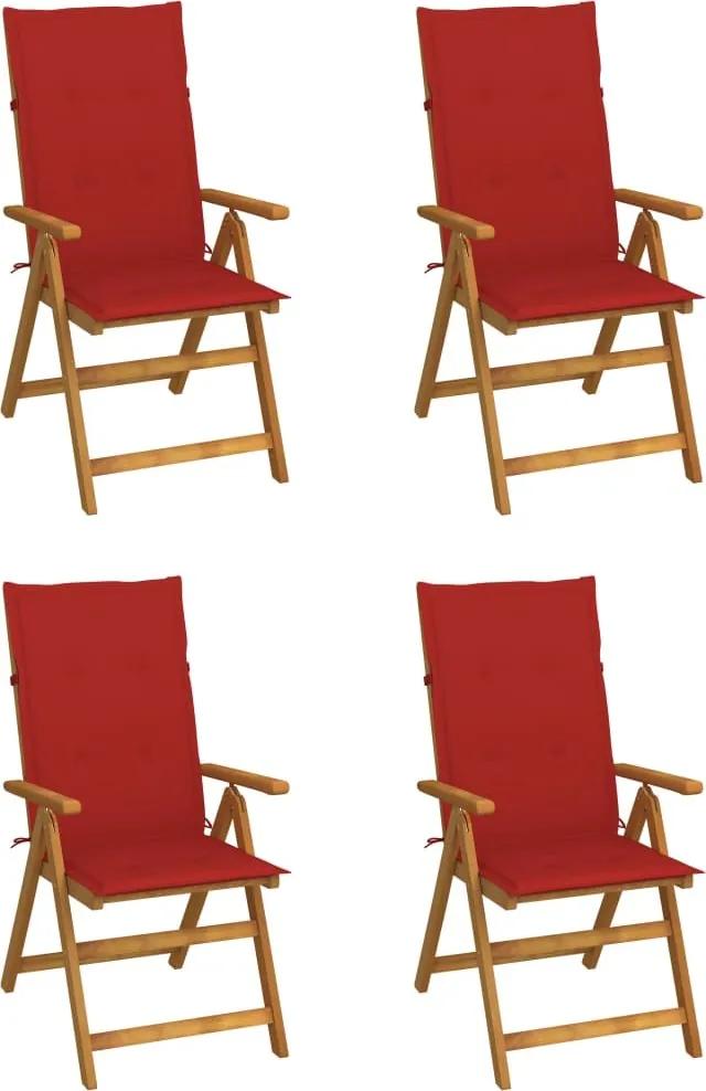 vidaXL Zahradní polohovací židle s poduškami 4 ks masivní akácie [3065354] Barva: Vzor listí