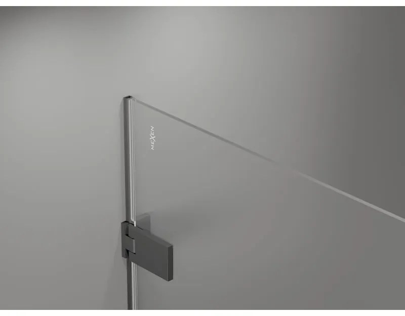 Mexen Lunar-F Duo, skládací sprchový kout 100 x 100 cm, 8mm čiré sklo, grafitový profil, 836-100L-100P-95-00