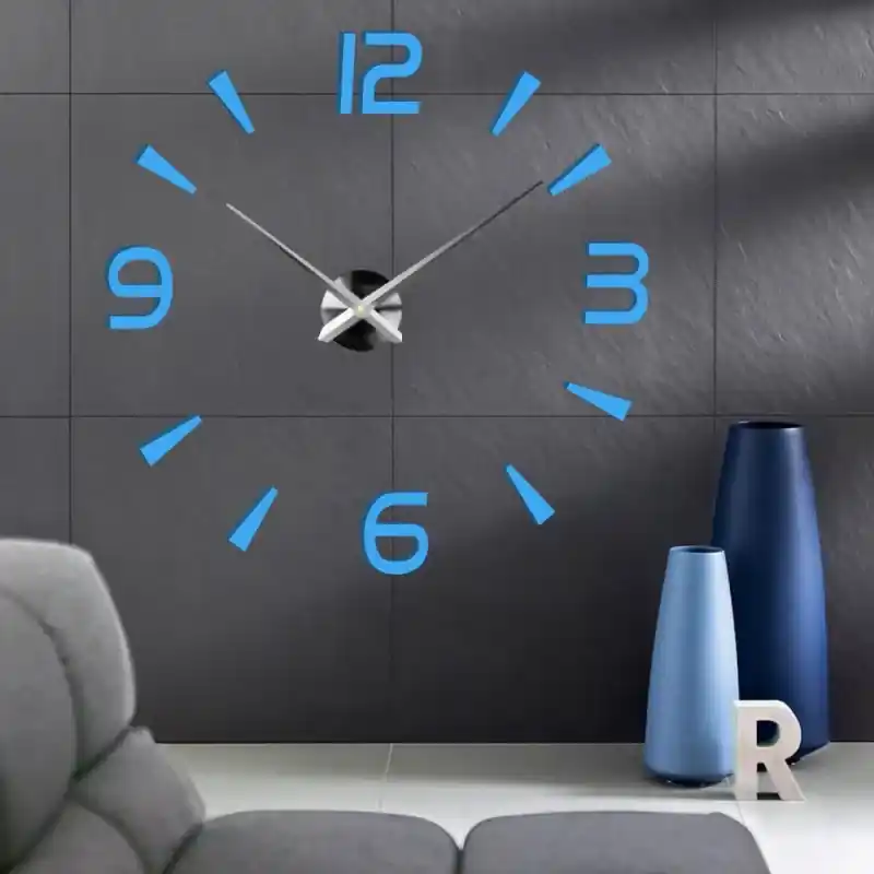 X-momo Moderní nástěnné hodiny nalepovací na zeď S030 Pine modré | BIANO