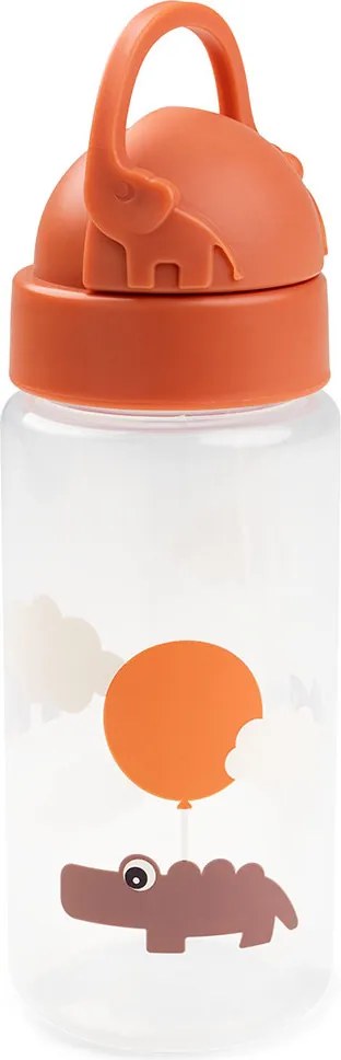 Plastová láhev Happy Clouds s brčkem 350 ml oranžová