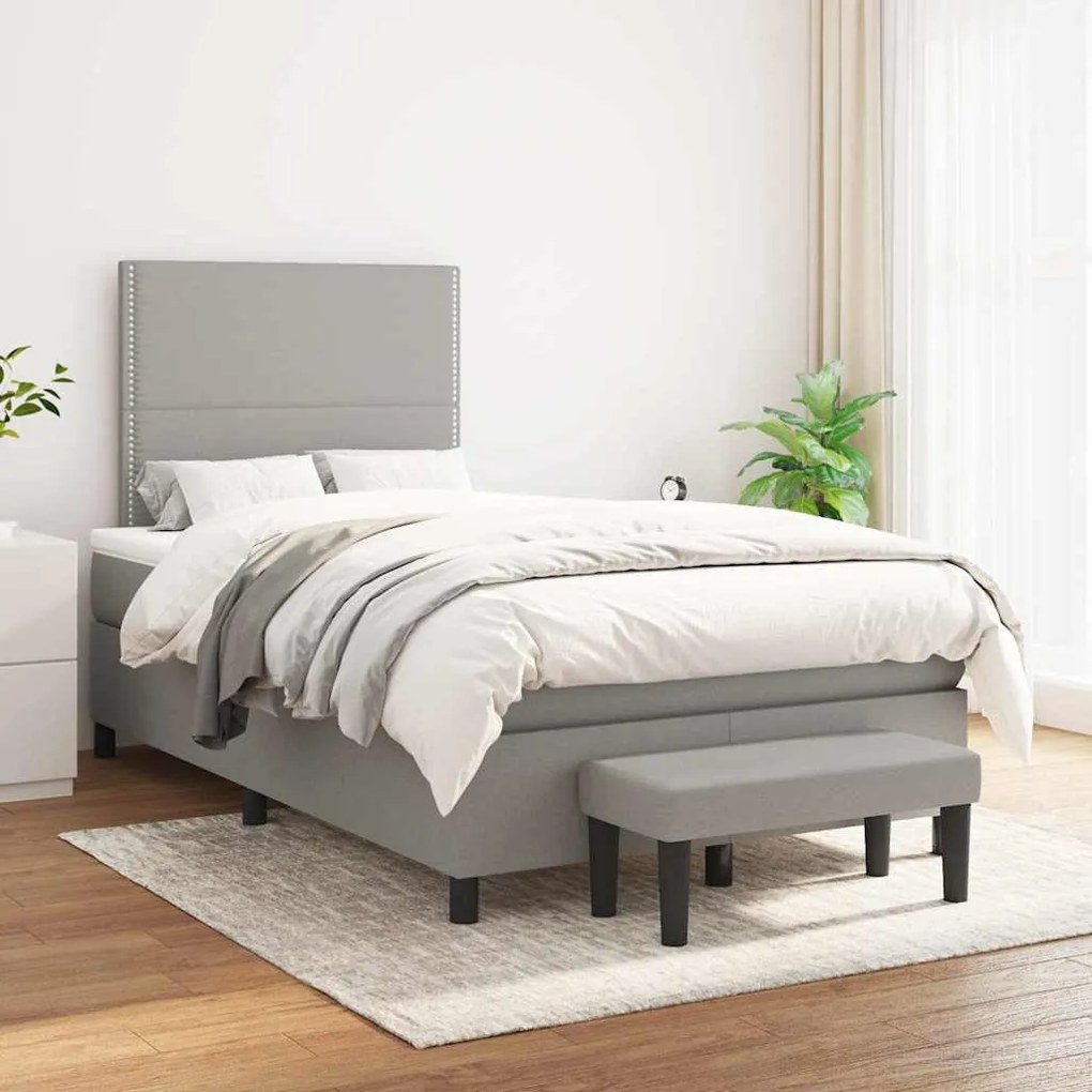 Box spring postel s matrací světle šedá 120x190 cm textil 3270348