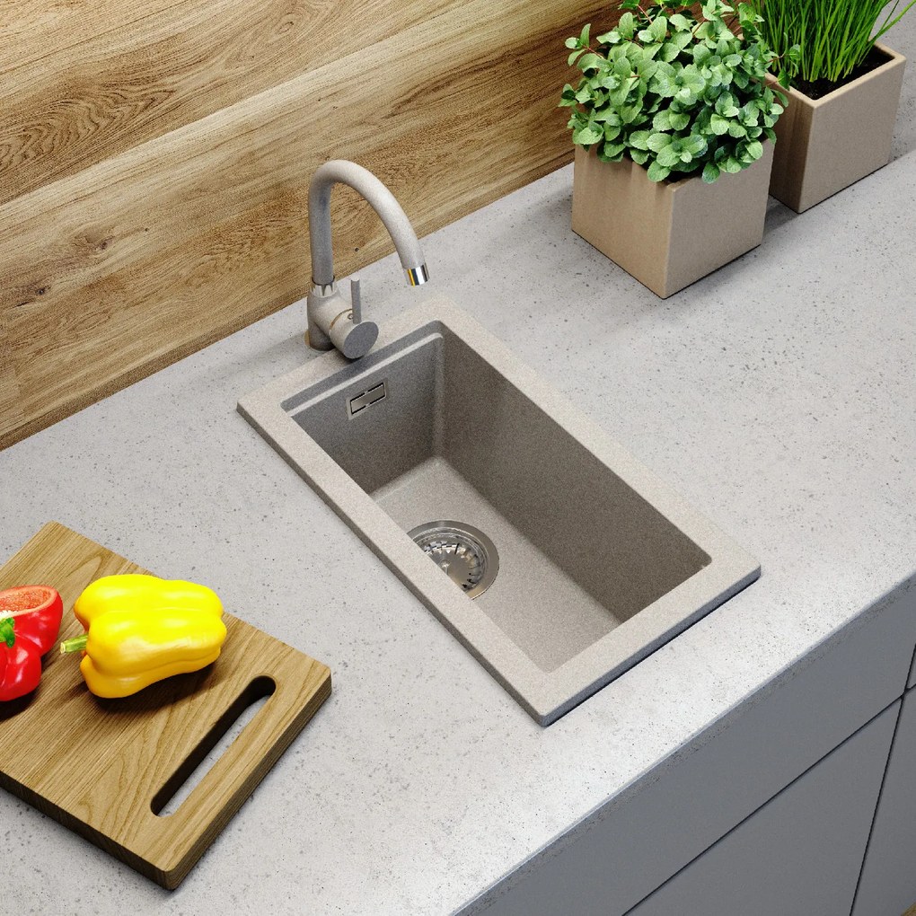 Gamma Decor 2850, 1-komorový granitový dřez 280x500x207 mm, béžová, GMA-ZLE000159