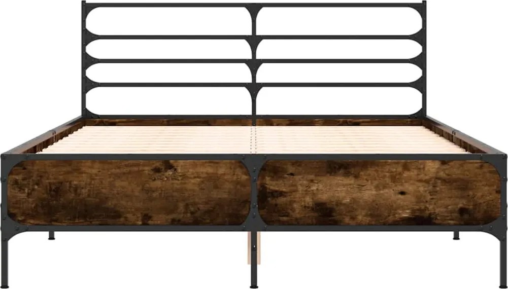 Rám postele kouřový dub 140 x 200 cm kompozitní dřevo a kov 3280044