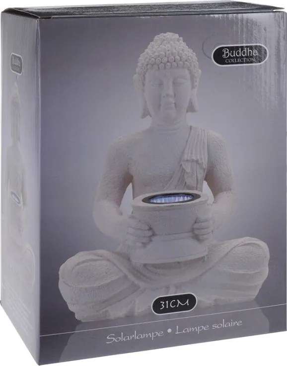 Solární Buddha v bílé barvě 27 cm