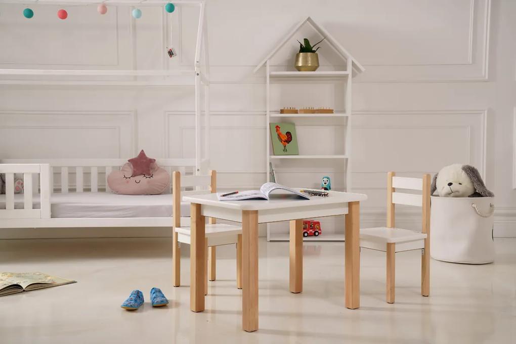 Vingo Dětský otevírací stolek se dvěma přihrádkami - bílo-přírodní