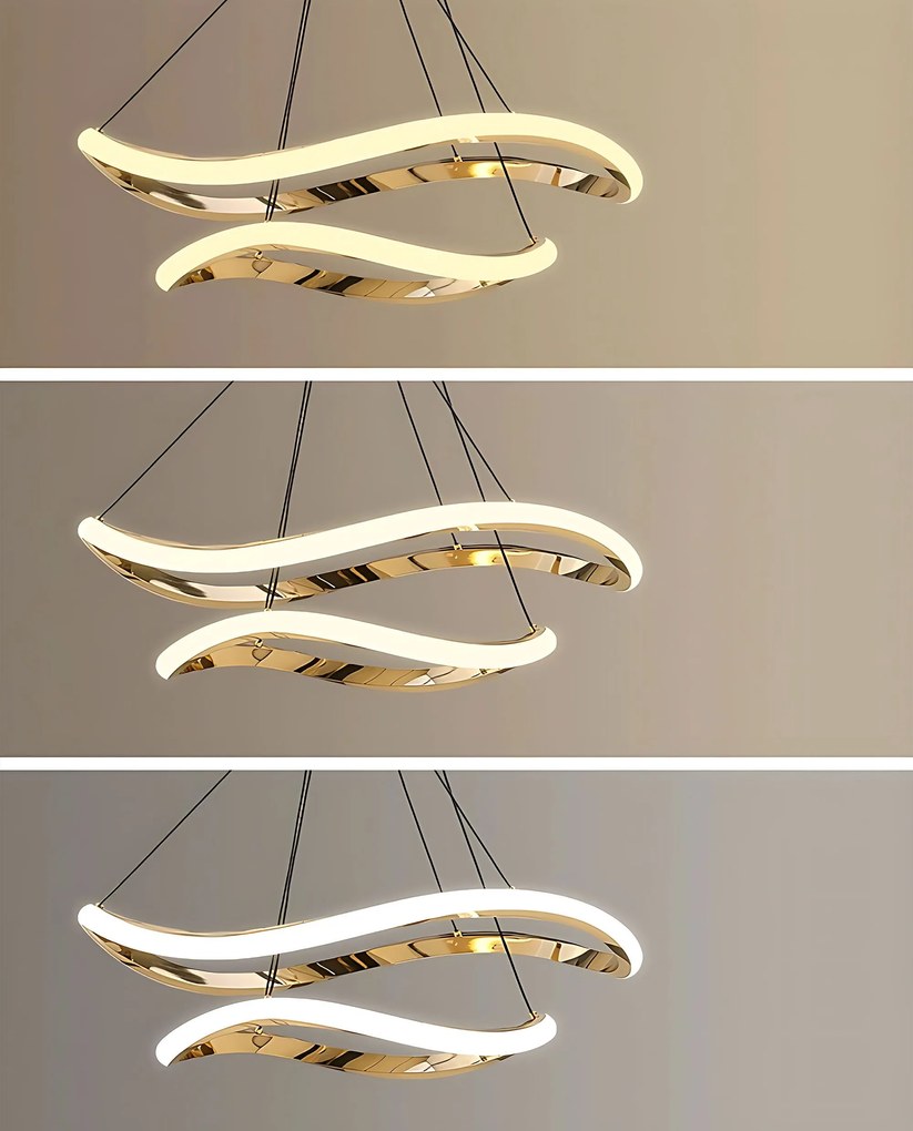 Toolight Toolight, závěsná lampa 80cm, 61W, 3000K, LHJ017-CP2, zlatá, OSW-50007
