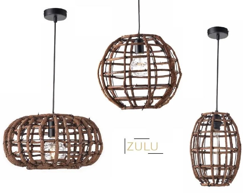 ACA DECOR Závěsné svítidlo ZULU max. 60W/E27/230V/IP20, tmavé dřevo