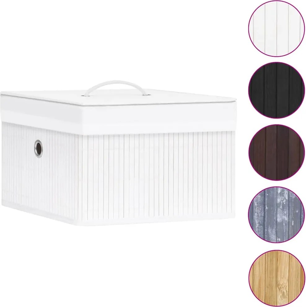 Bambusové úložné boxy 4 ks bílé 320766