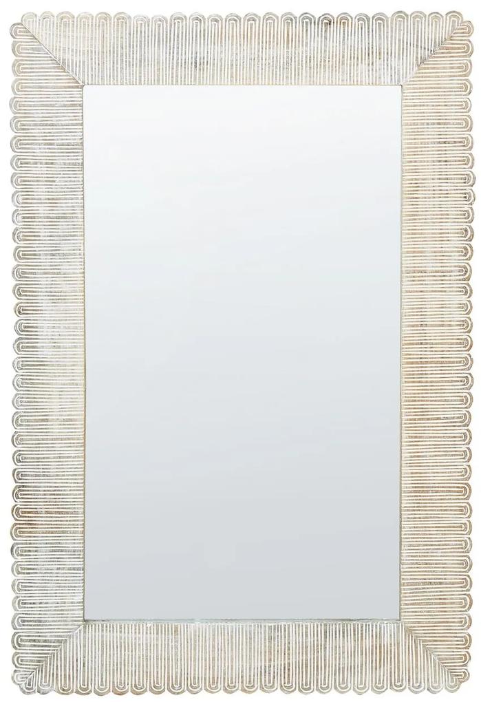 Dřevěné nástěnné zrcadlo 63 x 94 cm bílé BAUGY Beliani