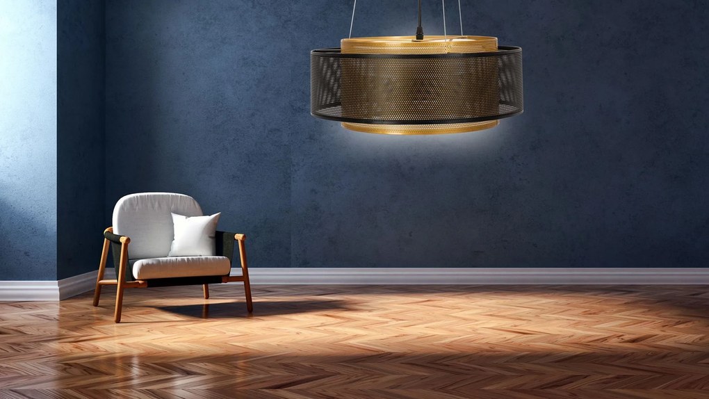 Toolight Toolight, LED závěsné stropní svítidlo 40cm APP1000-CP, černá-zlatá, OSW-07551