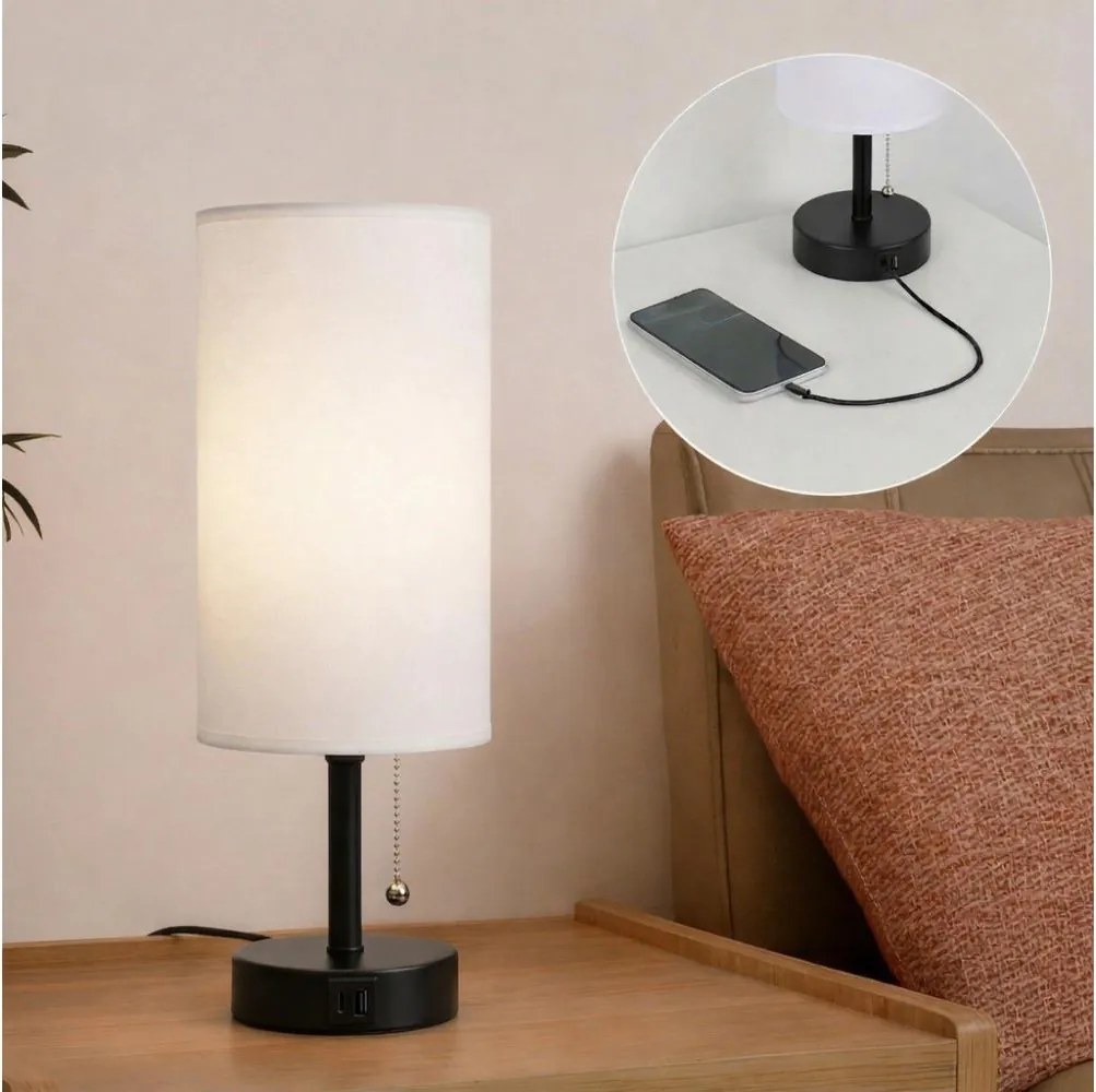 Brilagi - Stolní lampa s USB portem TABLON 1xE27/25W/230V černá/bílá Biano.cz