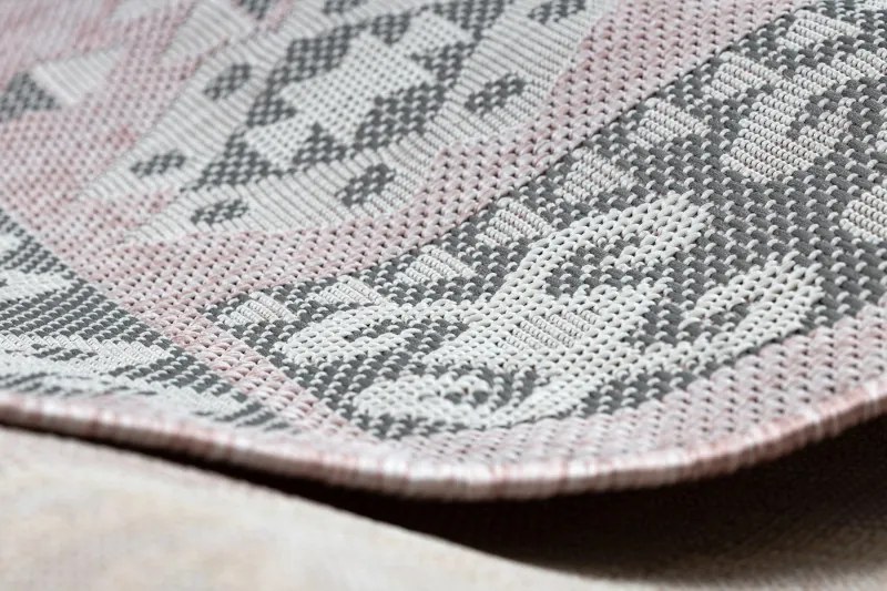 Dywany Łuszczów, Kusový koberec Sion Sisal Aztec 3007 pink/ecru – na ven i na doma, 80x150, růžová, chodba / předsíň