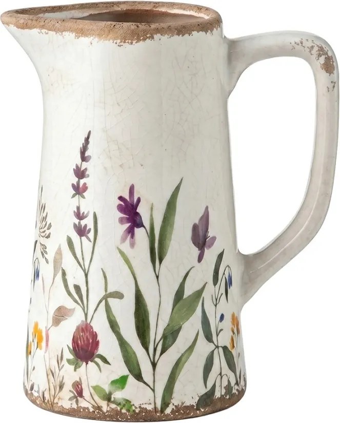 Dekorativní keramický džbán s lučními květy Rustic Flora M - 16*11*20 cm