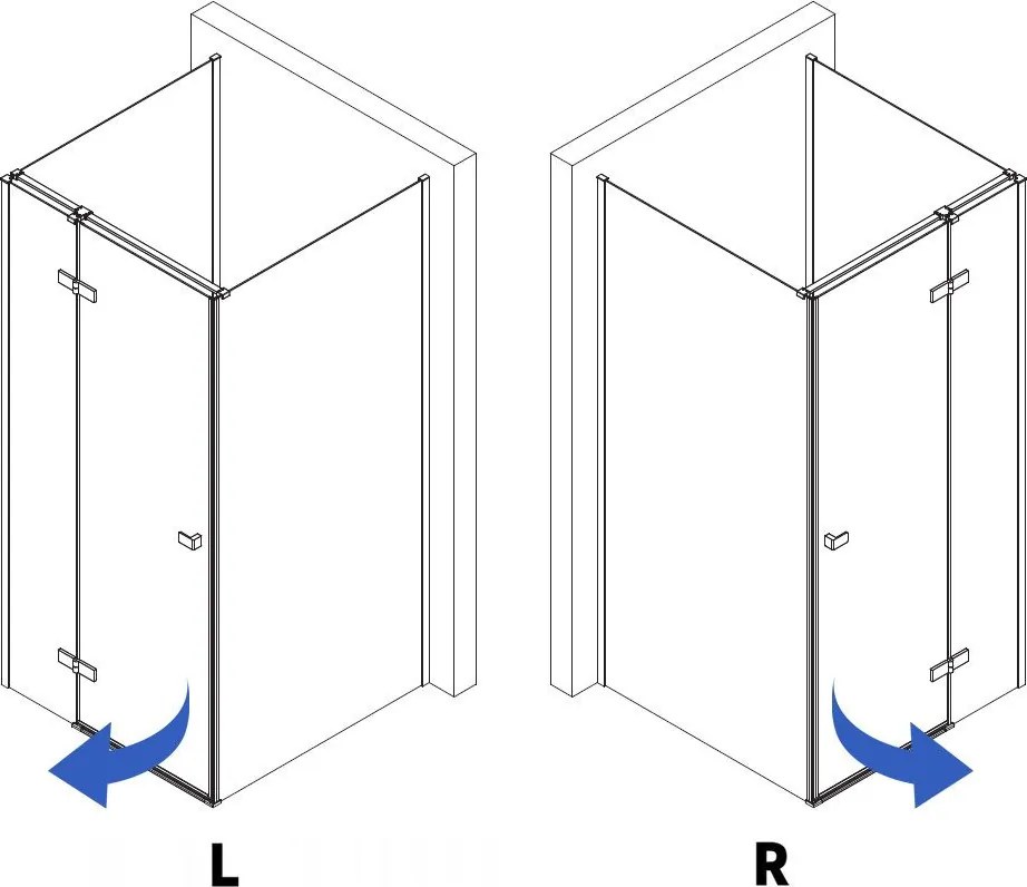 Rea Atlas, sprchový kout 80 (dveře) x 80 (stěna), levá strana, 6mm čiré sklo, zlatý profil, KPL-K4772