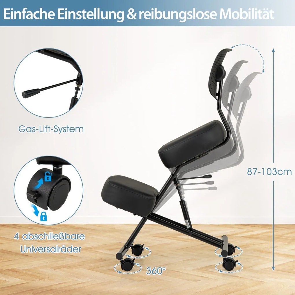 Costway Ergonomické klečící křeslo se šikmým sedákem pro úlevu od bolesti