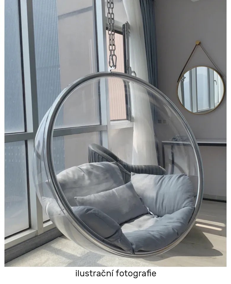 Kondela Závěsné křeslo, transparentní/zlatá/růžová, BUBBLE NEW TYP 1