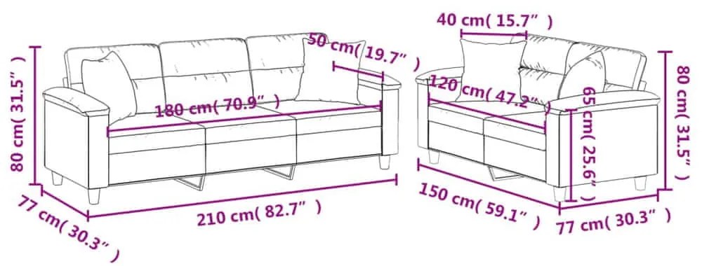 Petromila 2dílná sedací souprava s polštáři krémová tkanina z mikrovlákna