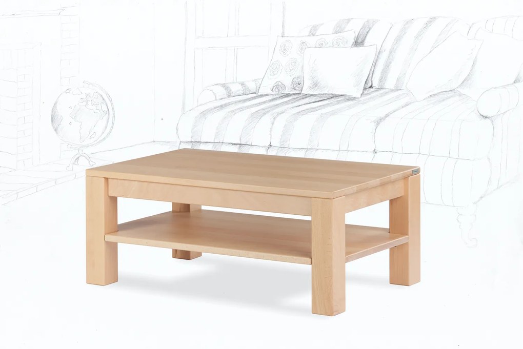 Wooded Konferenční stolek Québec z masivu BUK 110x65x45cm Odstín dřeva: Bílá 3501 (+590 Kč)