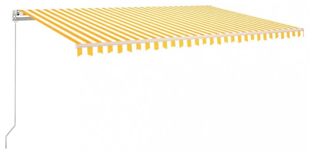 Ručně zatahovací markýza 500x300 cm Dekorhome Bílá / žlutá