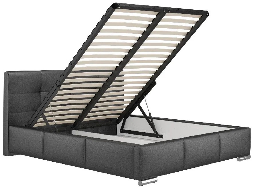 Luxusní čalouněná postel Latium s úložným prostorem bílá eko kůže 180 x 200