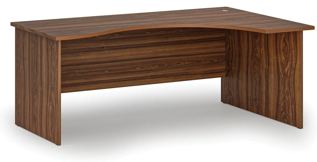 Ergonomický kancelářský psací stůl PRIMO WOOD, 180x120 cm, pravý, ořech