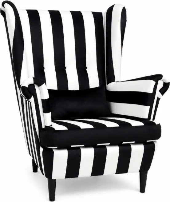 Kupžidle Křeslo ušák VISBY – masiv, látka, pet friendly, zebra