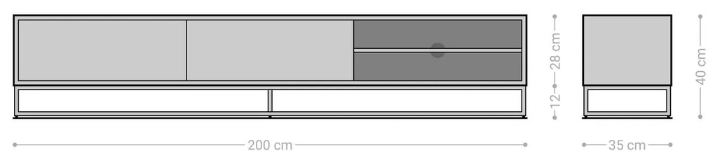 DELIFE TV stolek Famke 200 cm mango teak 2 dvířka 2 přihrádky