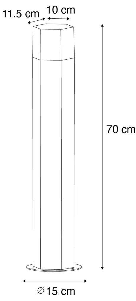 Stojací venkovní lampa černá s kouřovým stínidlem šestihranným 70 cm - Dánsko