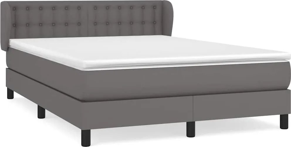 Box spring postel s matrací šedá 140 x 190 cm umělá kůže 3127311