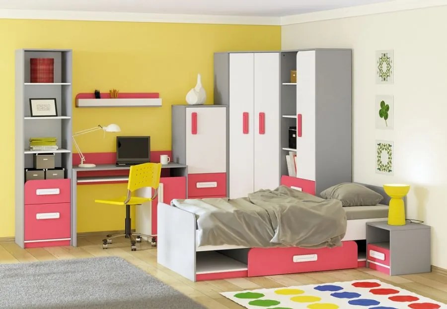 MebloLux Dětský pokoj - sestava IQ 4D Barva nábytku: Malina