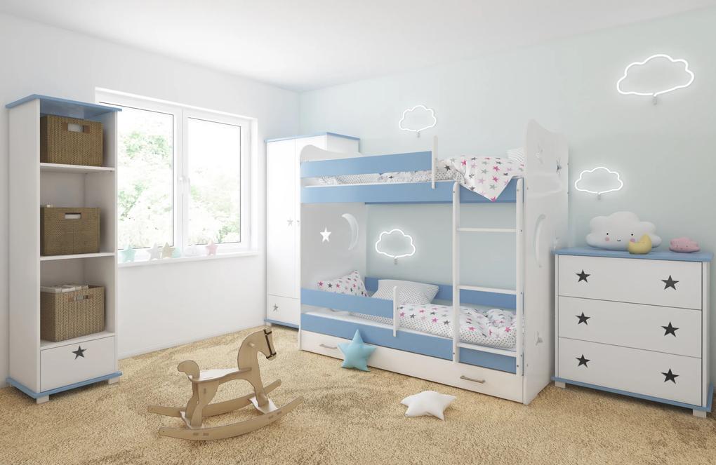 BabyBeds Dětská patrová postel STARS II 180x80 Barevné provedení: Bílá, Úložný prostor: Ne, bez úložného prostoru