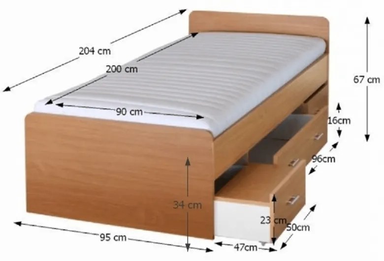 Kondela Postel, buk, 90x200, DUET