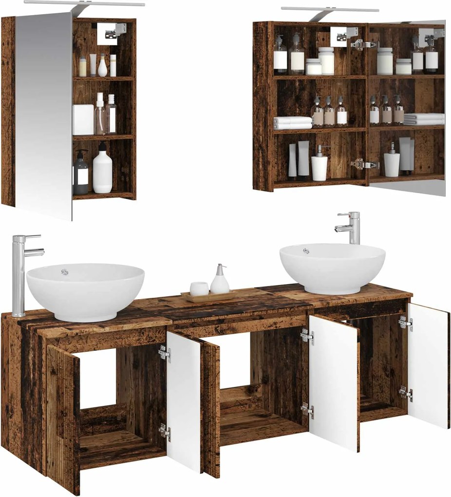 Sada koupelnových skříněk 5 ks Staré dřevo Kompozitní dřevo 3406477