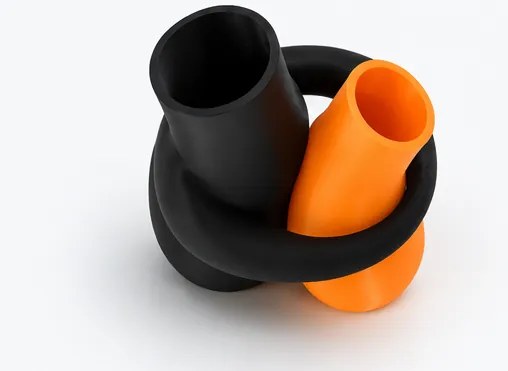 váza, sada 2 ks, styl klasický, plast, 12/15x5/6 cm, černá/oranžová, Dekorino VD0260015